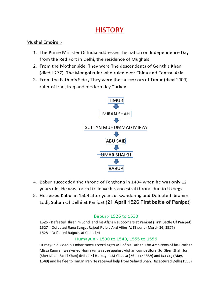 Mughal Empire: Key Historical Events | PDF