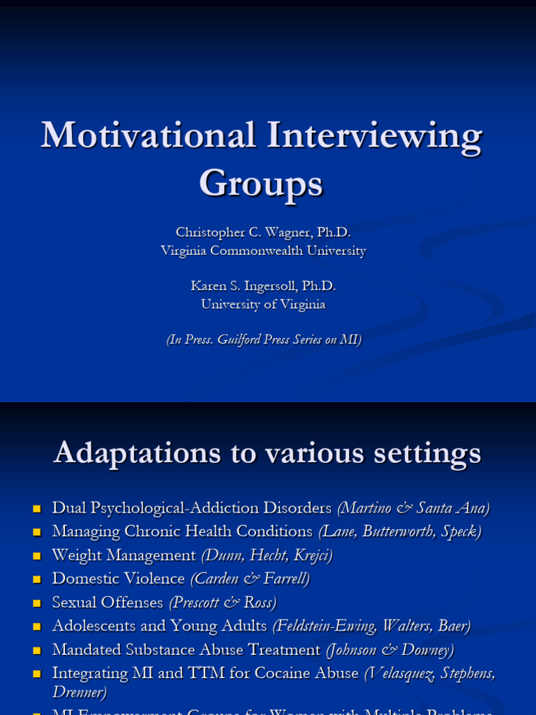 Motivational Interviewing in Groups | PDF | Substance Abuse | Cognitive ...