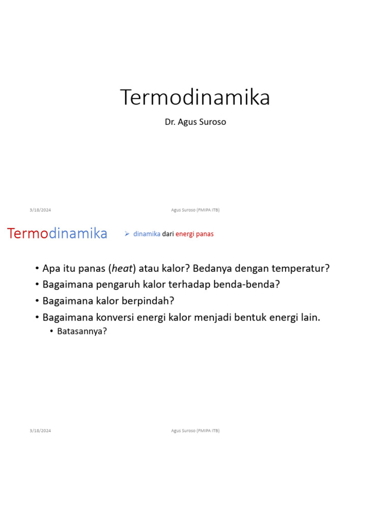 Termodinamika (Ringkas) | PDF