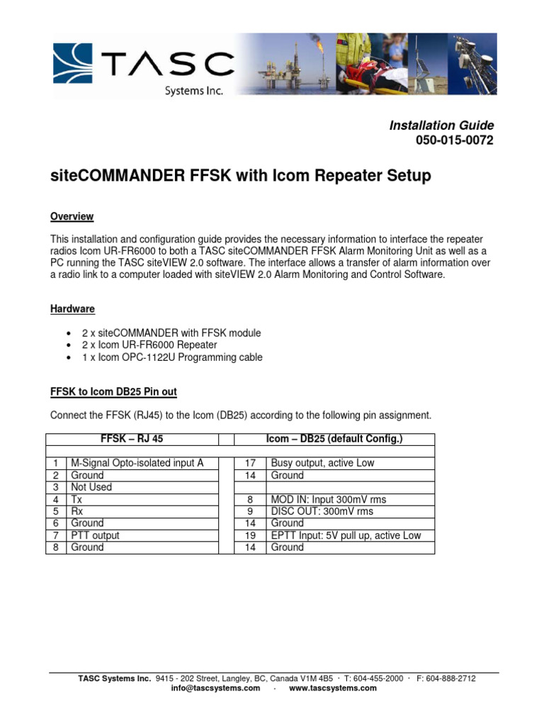 050-015-0072 SiteCOMMANDER FFSK With ICOM Repeater Set Up Installation ...