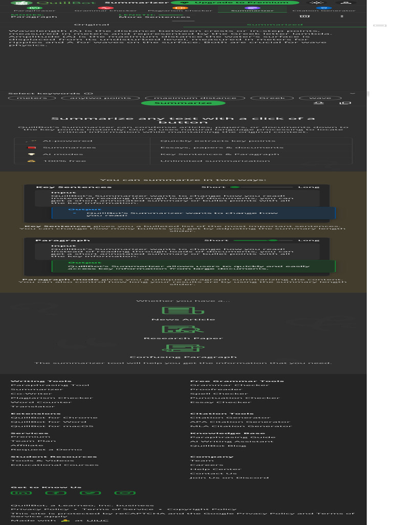 Text Summarizer QuillBot AI | PDF | Citation | Waves