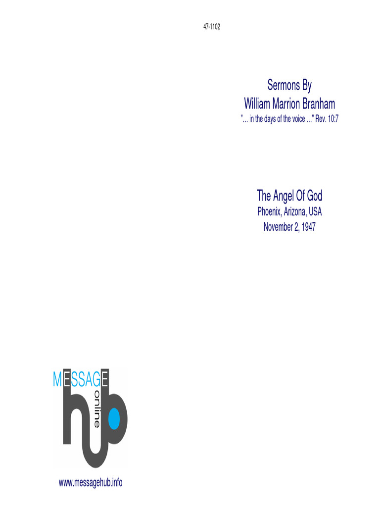 William Branham's Healing Sermon | PDF | Jesus | Prayer