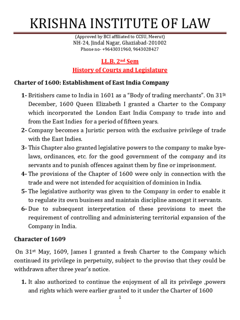 L-2nd Sem (Eng Notes) Indian Legal History | PDF | Judge | Jurisdiction