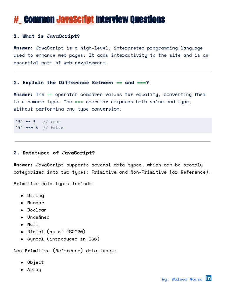 Top JavaScript Interview Questions | PDF | Java Script | Scope ... Top JavaScript Interview Questions | PDF | Java Script | Scope ...