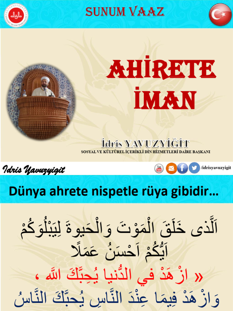 Sunum Vaaz Ahi̇rete İman | PDF
