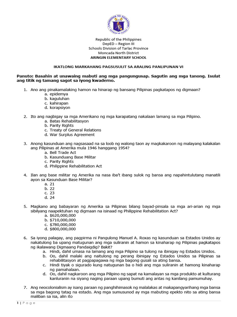 Grade 6_AP_Exam | PDF