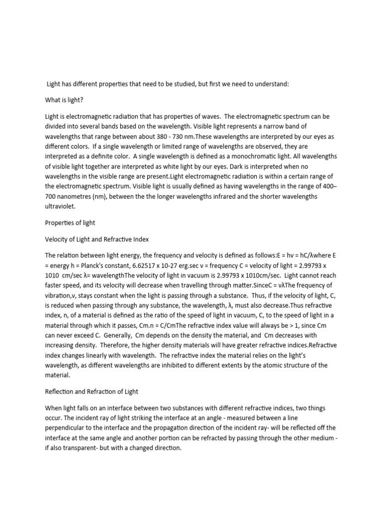 Light Properties | PDF | Polarization (Waves) | Light