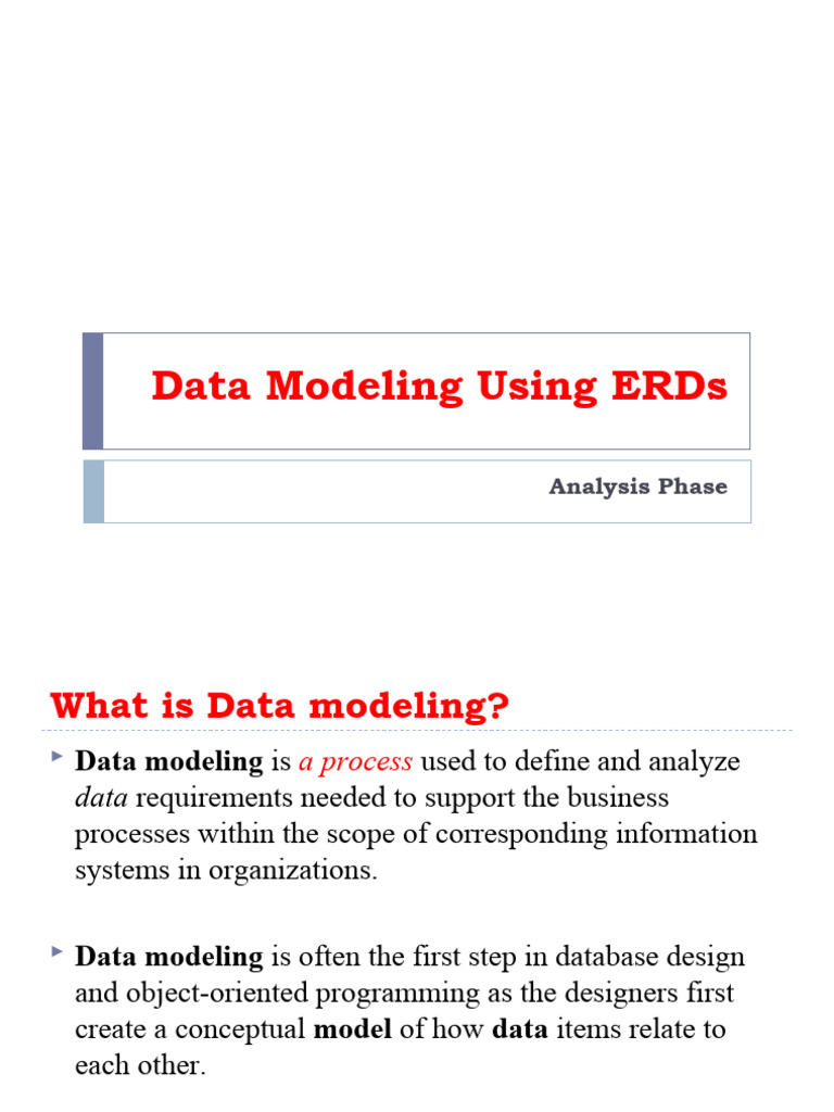 Lecture 9 Data Modeling Using ERDs 1 | PDF | Conceptual Model | Data Model
