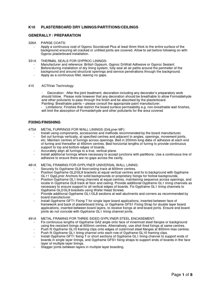 British Gypsum BS Sub Clauses | PDF | Drywall | Plaster