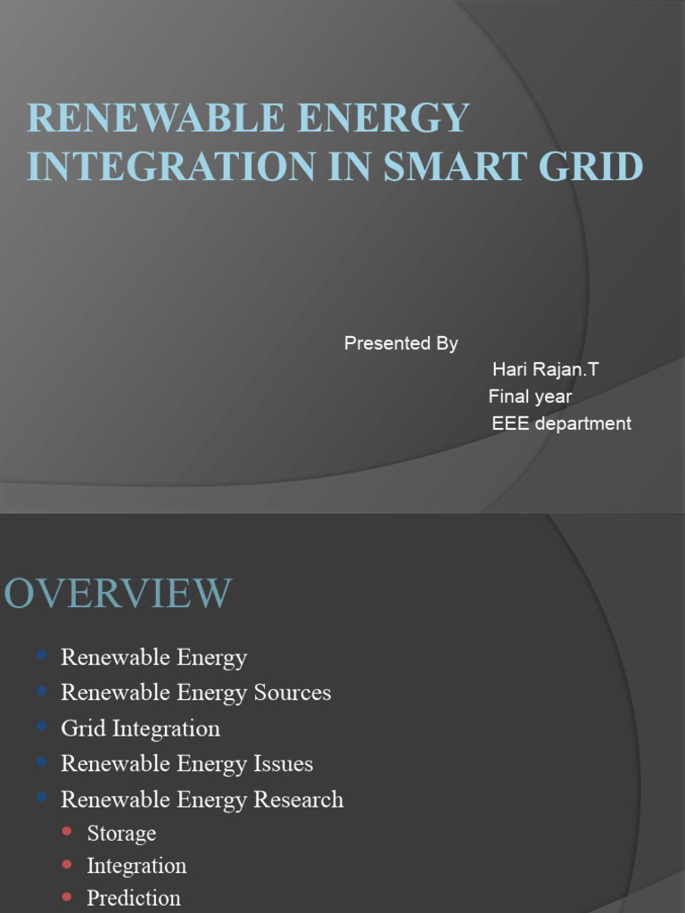 Renewable Energy Integration in Smart Grid | PDF | Electrical Grid | Renewable Energy
