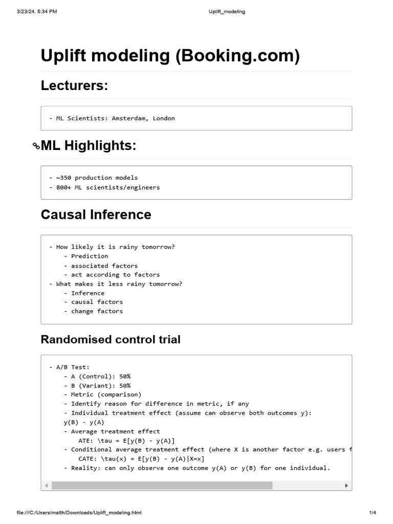 Uplift Modeling Pdf Applied Mathematics Scientific Method