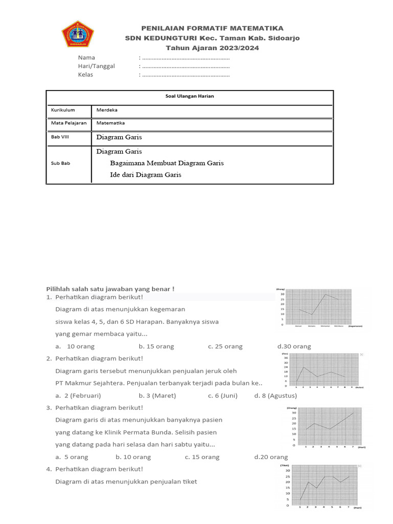 Formatif MTK. 8 Diagram Garis | PDF