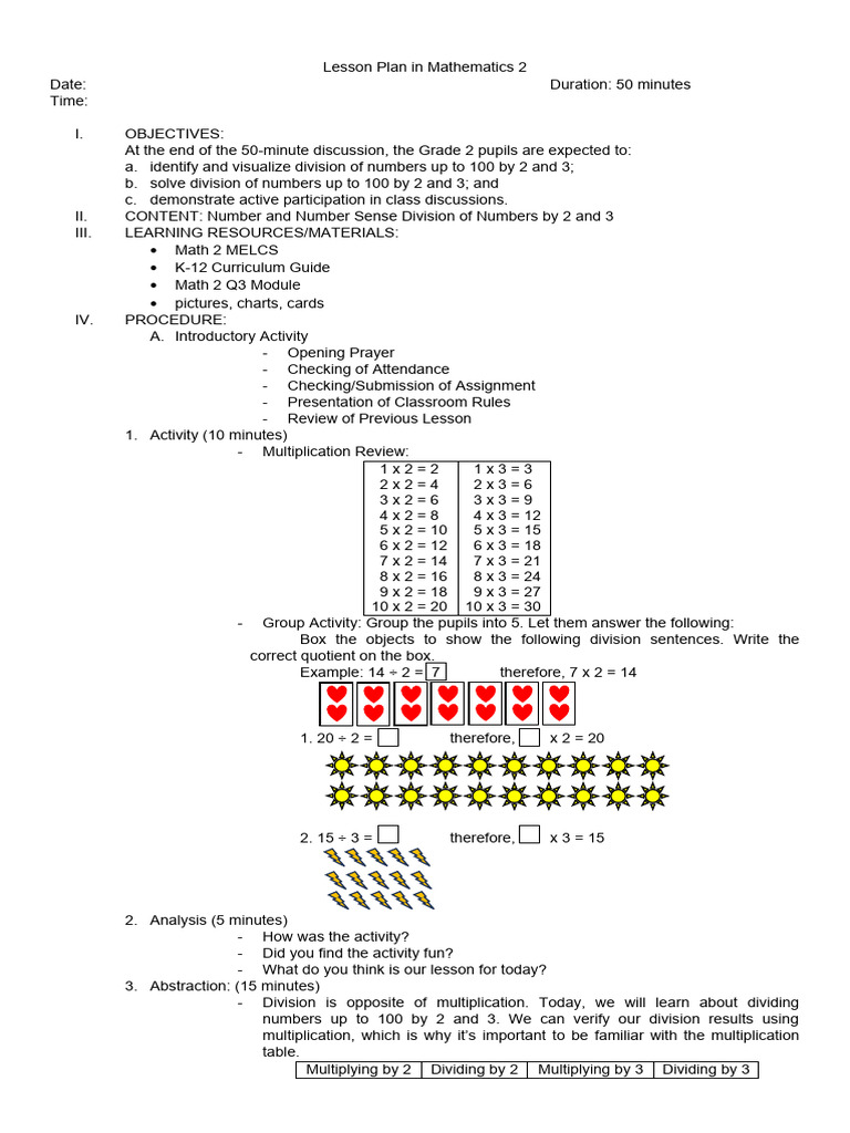 LP Math 2 | PDF | Multiplication | Lesson Plan