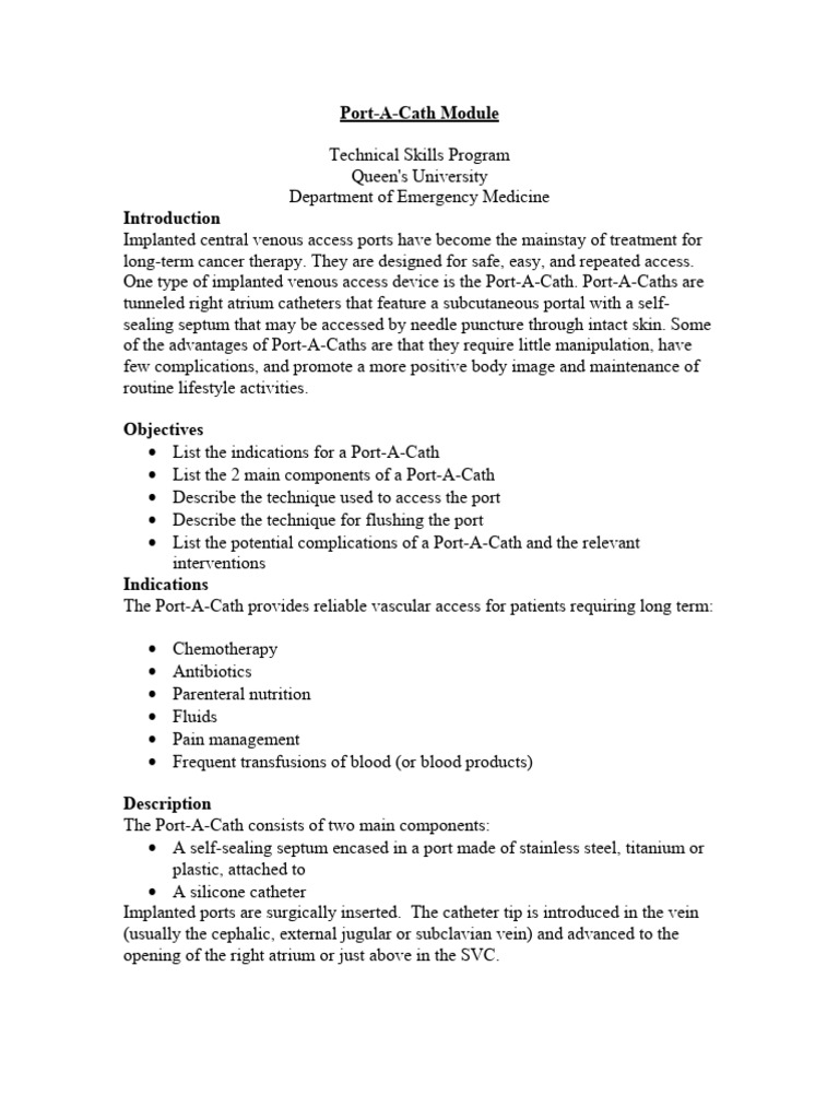 Port A Cath Final | PDF