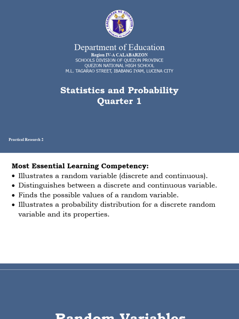 Stat Week 1 Home Based | PDF | Probability Distribution | Random Variable