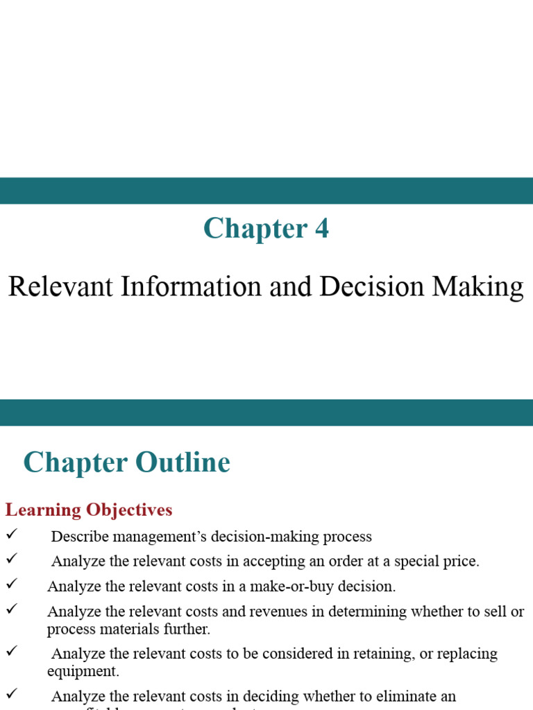 CMA II Chapter 5, Relevant Information & Decision Making | PDF | Depreciation | Business Economics
