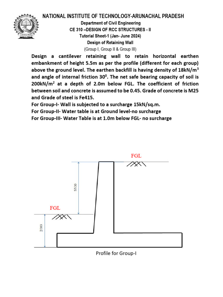 CE 310 - Tutorial Sheet 1-2024 | PDF