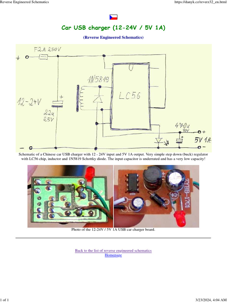 Car USB Charger Schematic (12-24V) | PDF