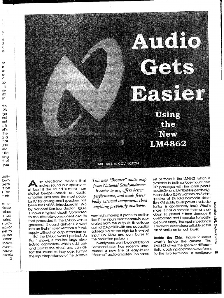 Audio Gets Easer - Using The New LM4862 | PDF