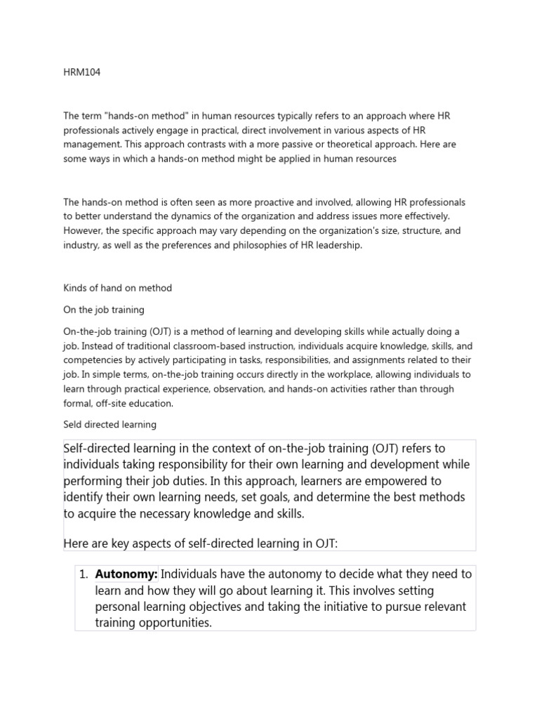 Human Resource Management Report | PDF | Mentorship | Apprenticeship