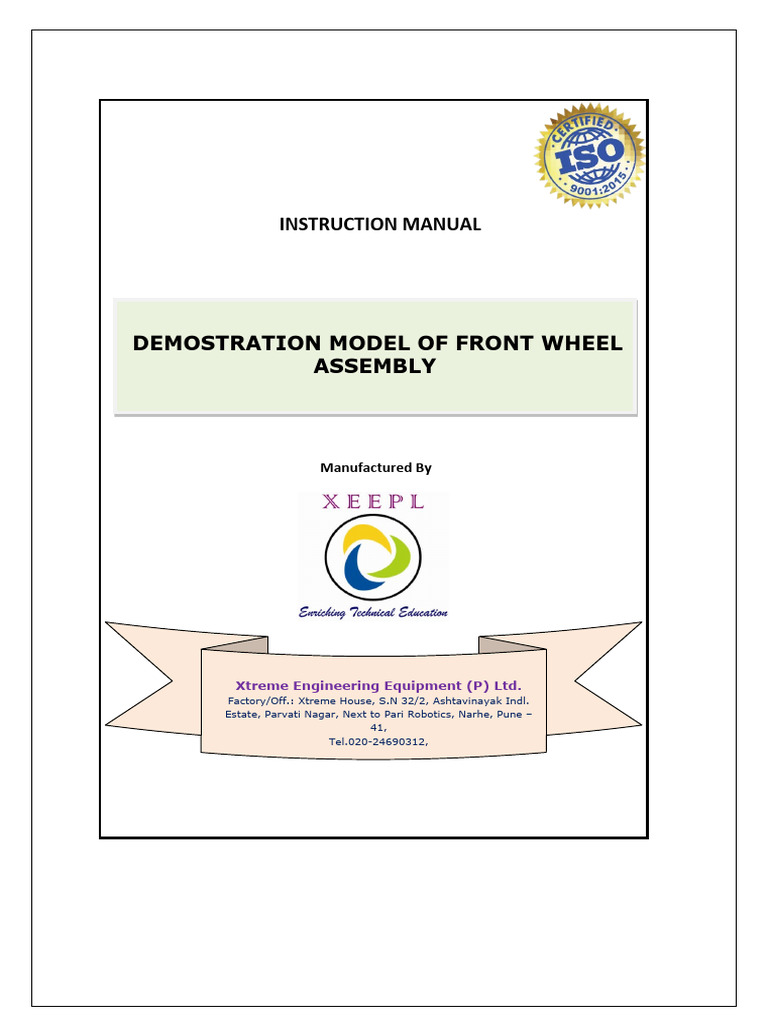 Demonstration Model of Front Wheel Assembly | PDF | Brake | Axle