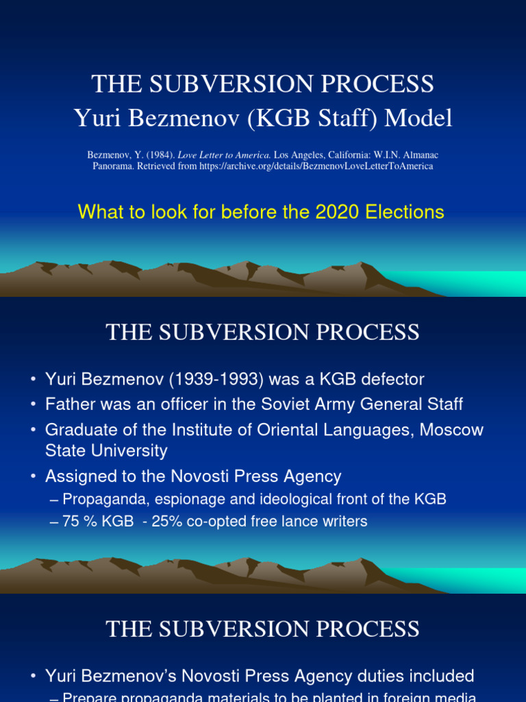 Thomas Schuman aka Yuri_Bezmenov_KGB THE_SUBVERSION_PROCESS | PDF