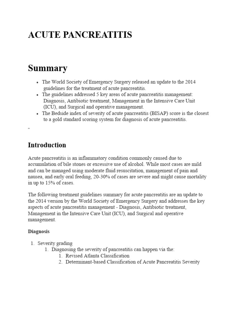 Acute Pancreatitis | PDF | Diseases And Disorders | Medicine