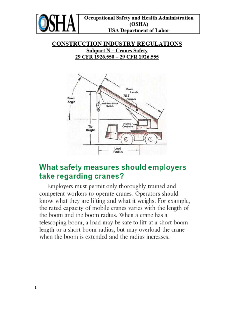 Crane Safety Osha | PDF