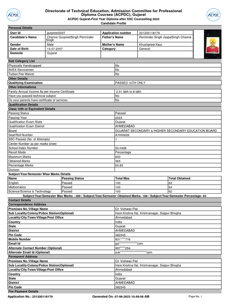 Diploma Application Details 2023 | PDF | Diploma | Educational Stages