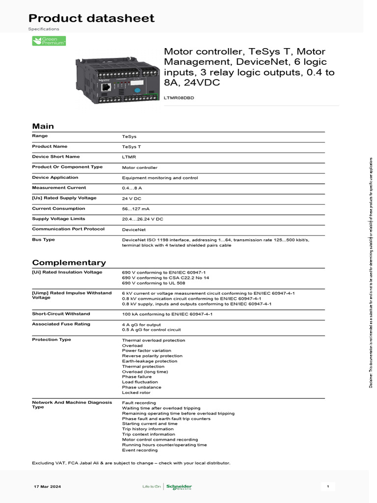 Schneider Electric - Tesys-T - LTMR08DBD | PDF | Electrical Engineering ...