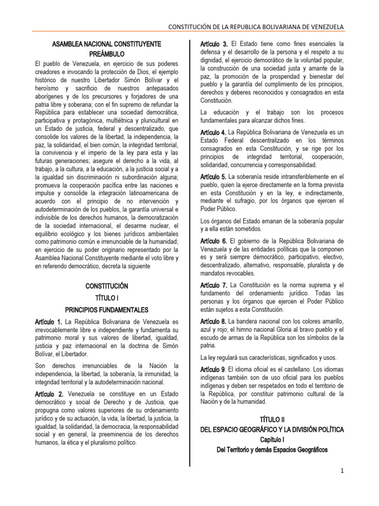 Constitucion de Venezuela | PDF