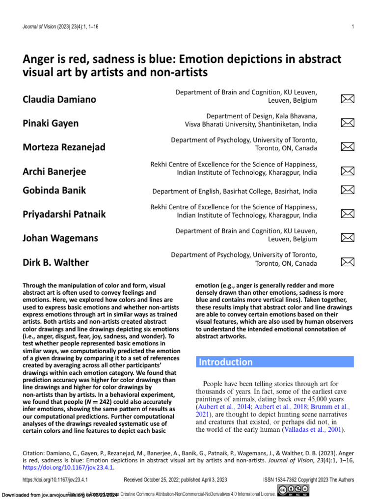 Anger Is Red, Sadness Is Blue: Emotion Depictions in Abstract Visual ...