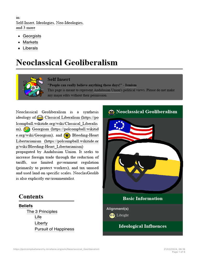 Neoclassical Geoliberalism - Polcompball Anarchy Wiki | PDF