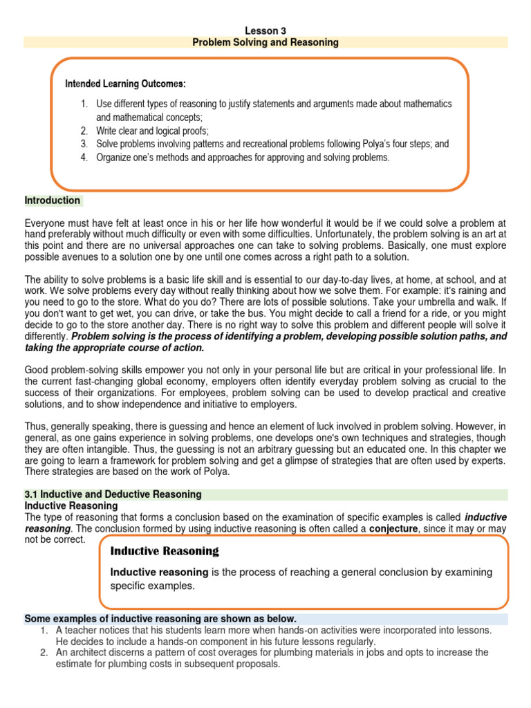 3 Lesson 3 GEC MMW Math in The Modern World | PDF | Inductive Reasoning | Reason