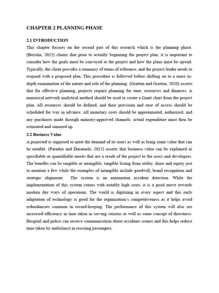 Chapter 2 Planning Phase Accident Detection | PDF | Cost–Benefit Analysis | Feasibility Study
