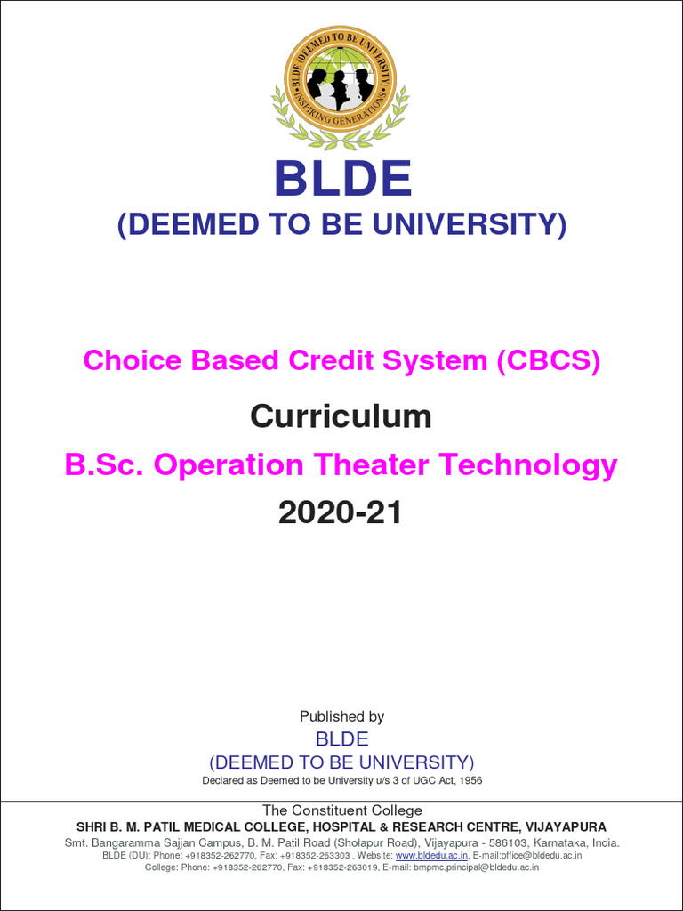 B.Sc. Operation Theater Technology Curriculum | PDF