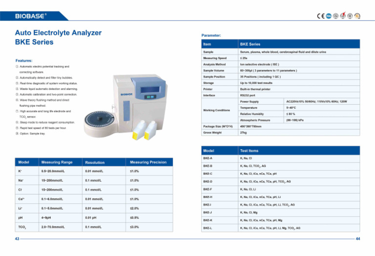 Auto Electrolyte Analyzer | PDF