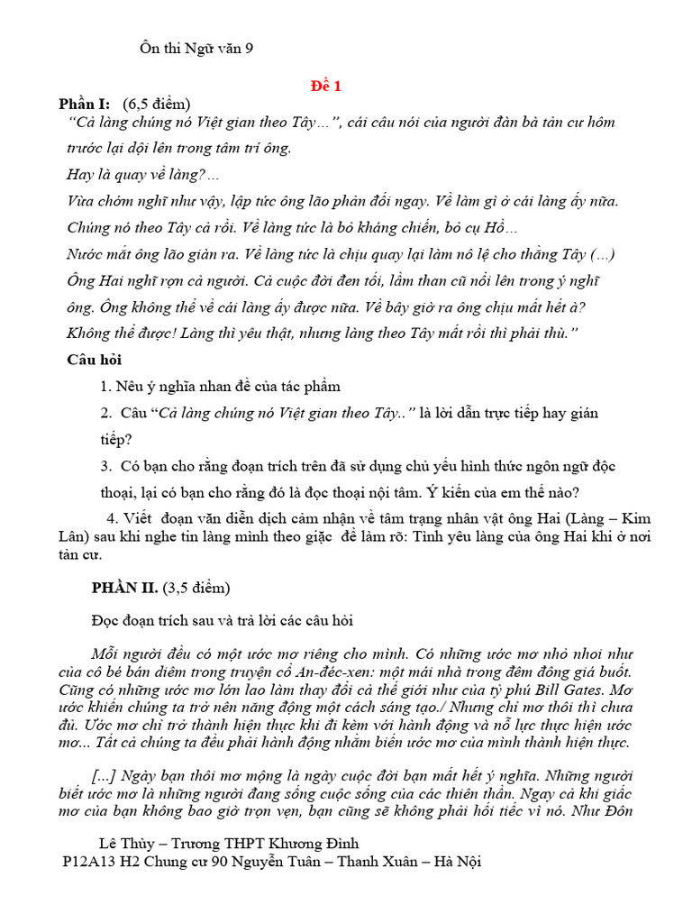 L9- Đề luyện 10 Hà Nội | PDF