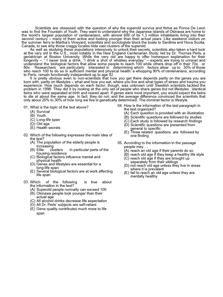 Literasi Bahasa Inggris | PDF | Precipitation | Longevity Literasi Bahasa Inggris | PDF | Precipitation | Longevity