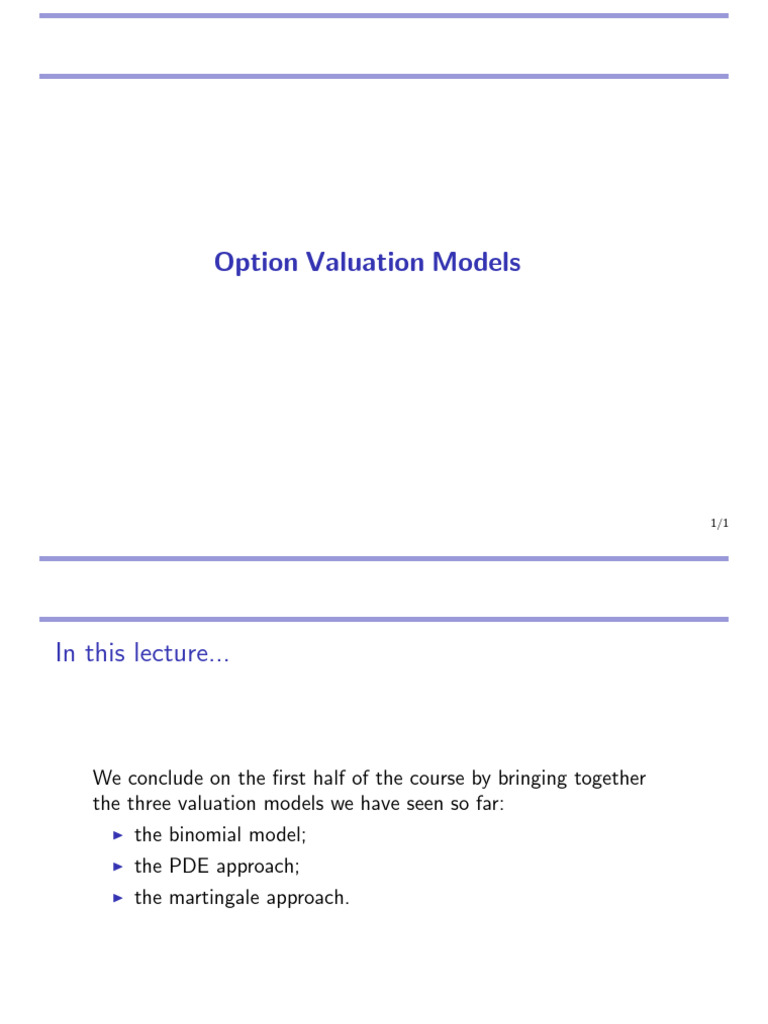 Option Valuation Models | PDF | Black–Scholes Model | Applied Mathematics