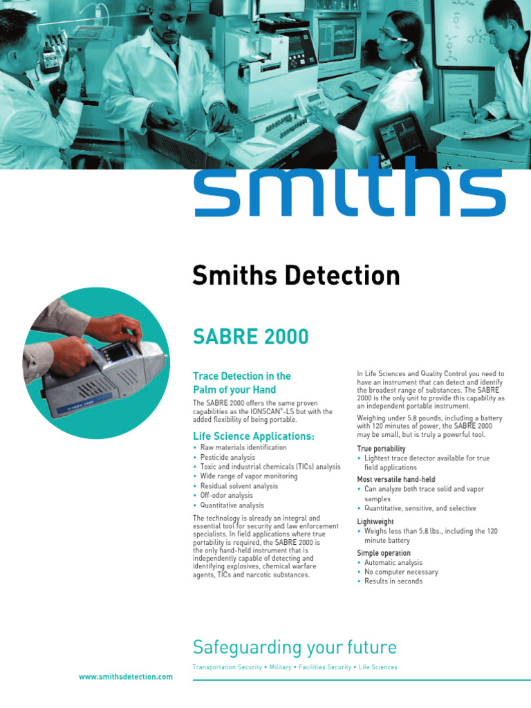 Smiths Detection Sabre 2000 | PDF | Mass Spectrometry | Scientific ...