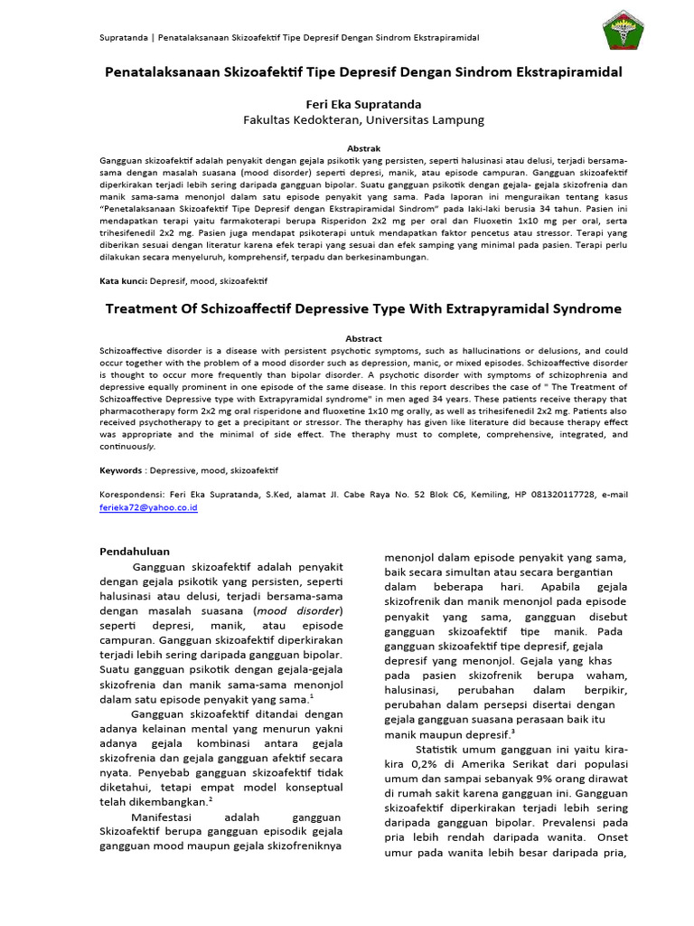Penatalaksanaan Skizoafektif Depresif Ekstrapiramidal | PDF