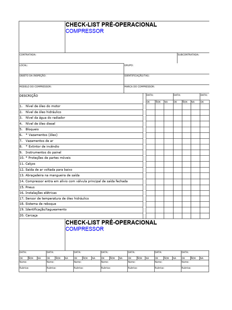 Check List Compressor | PDF