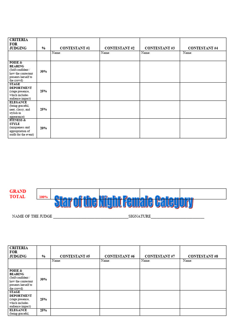 Criteria For Judging STAR | PDF