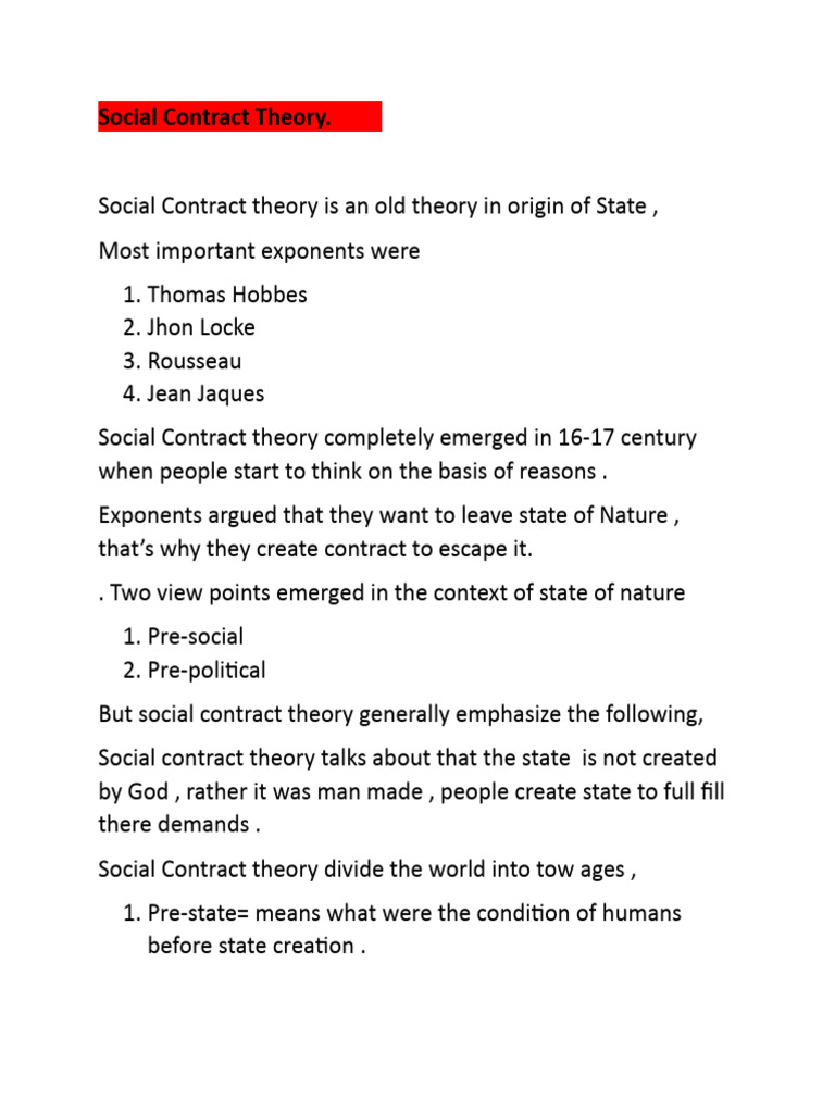Social Contract Theory | PDF | Social Contract | Matriarchy