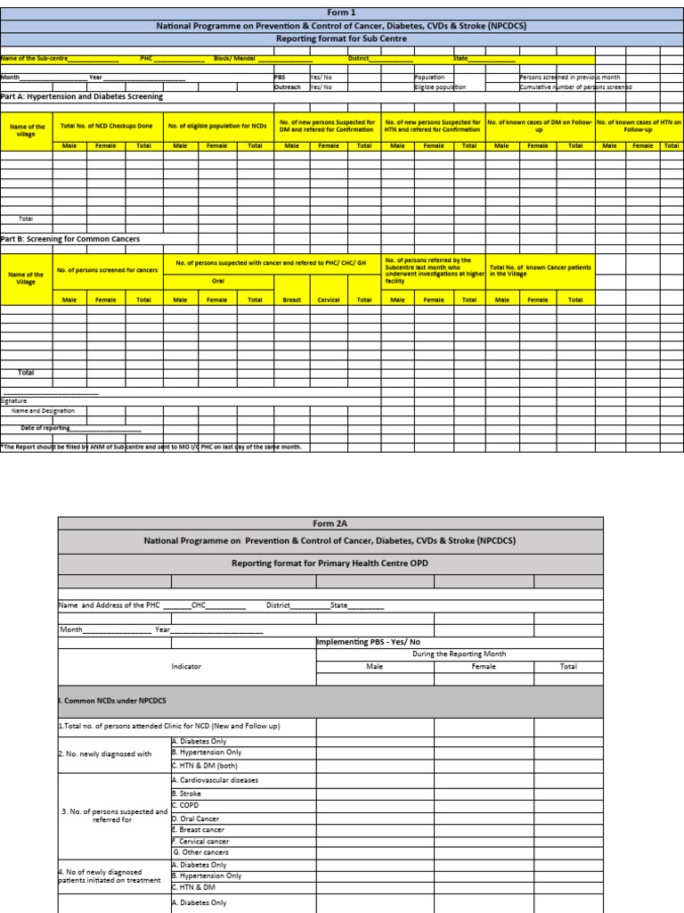 NP-NCD Reporting Format | PDF | Non Communicable Disease | Cancer
