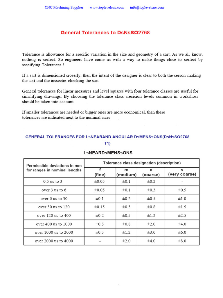 General Tolerances DIN ISO 2768 | PDF | Engineering Tolerance | Metrology