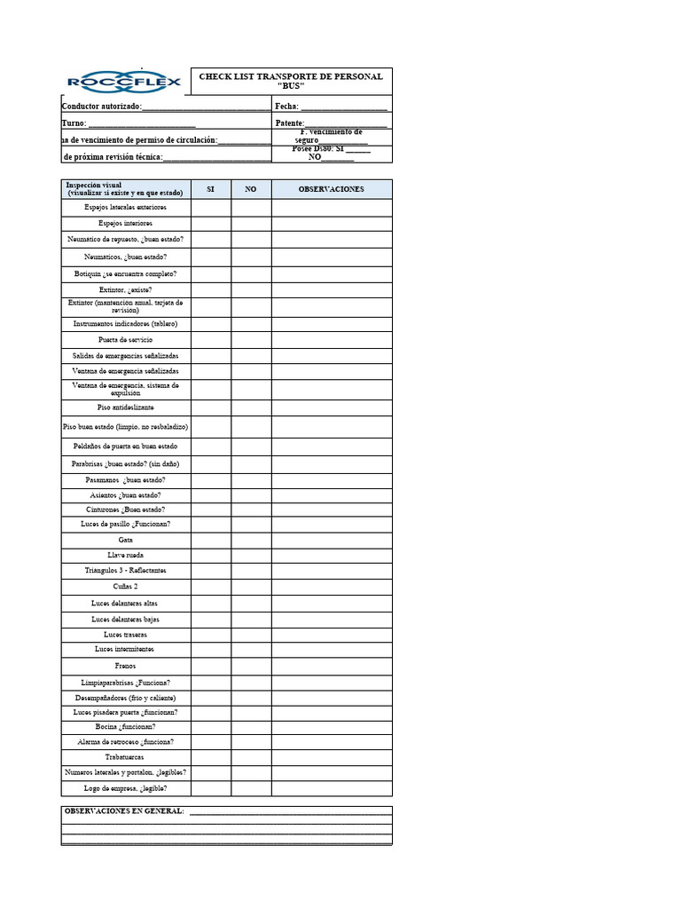 check list bus | PDF | Fabricantes de automóviles | Carros deportivos