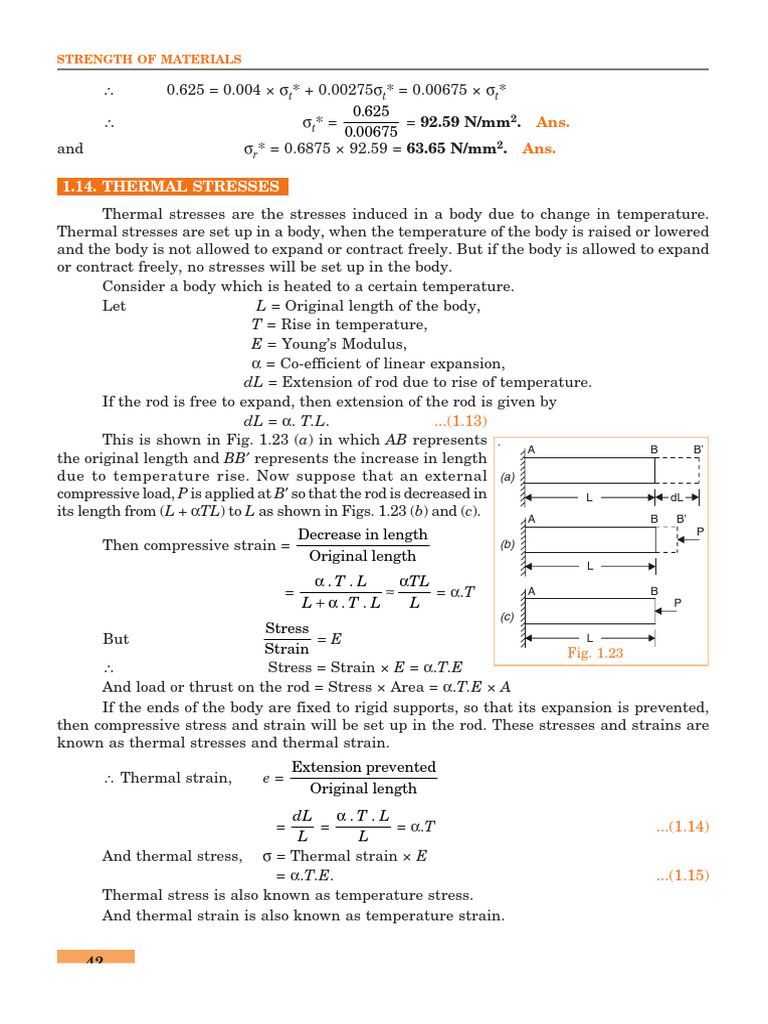 MMEN 226 - Worked Examples On Thermal Stresses, Set 3 | PDF | Thermal ...