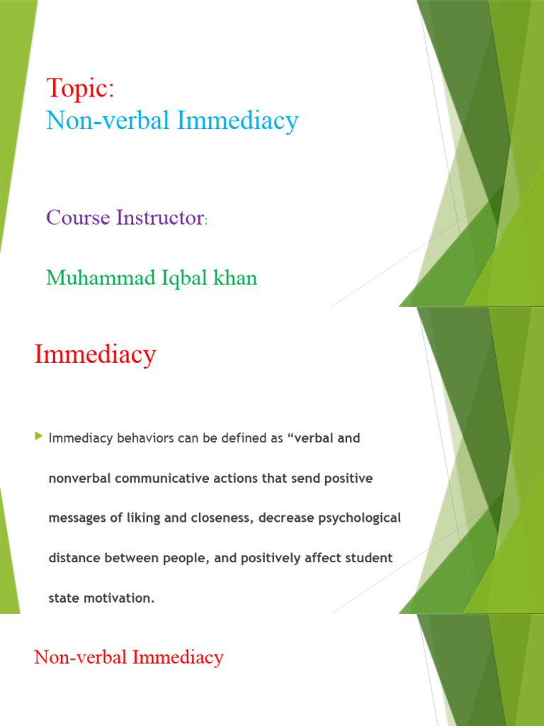 Non-Verbal Immediacy | PDF | Nonverbal Communication | Communication